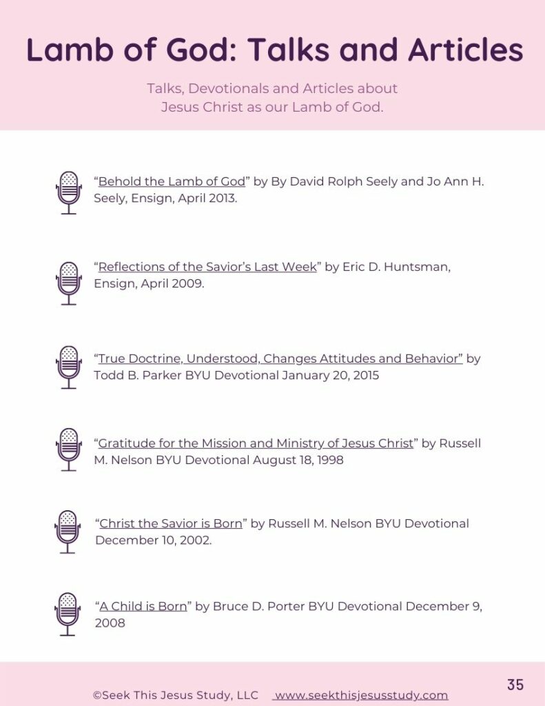 LAMB OF GOD – “Believe On My Name” (PDF) Printable LDS Study Guide ...