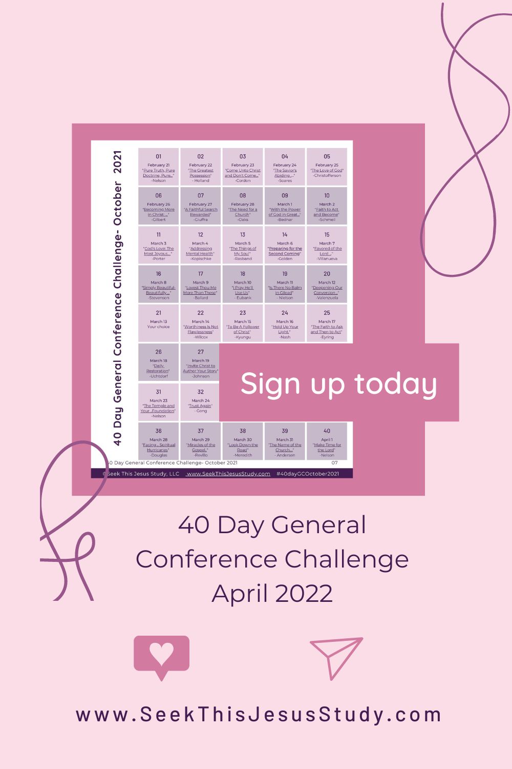 40-Day General Conference Challenge April 2022 Reading Schedule - Seek ...