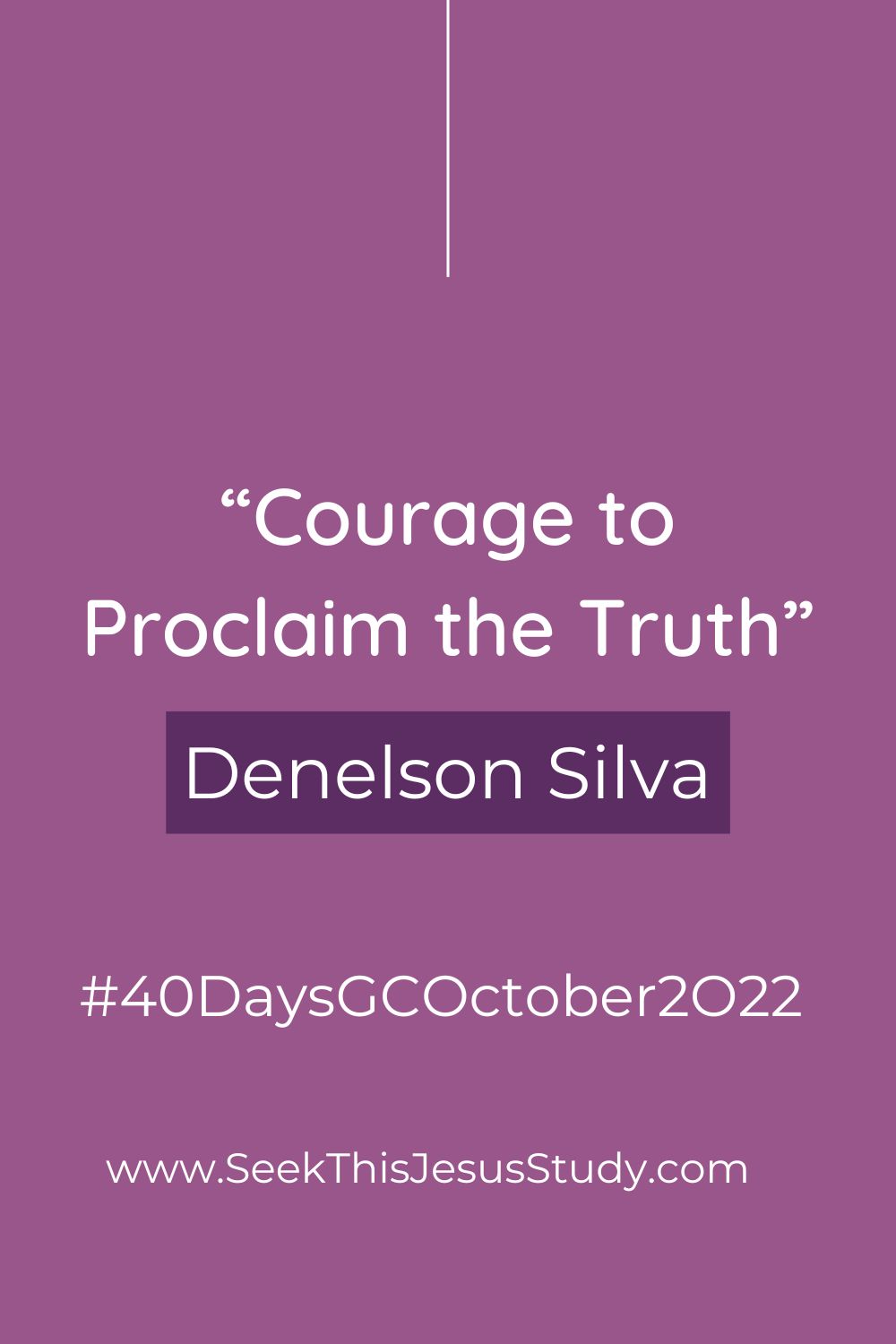 “Courage to Proclaim the Truth” by Denelson Silva - Seek This Jesus Study
