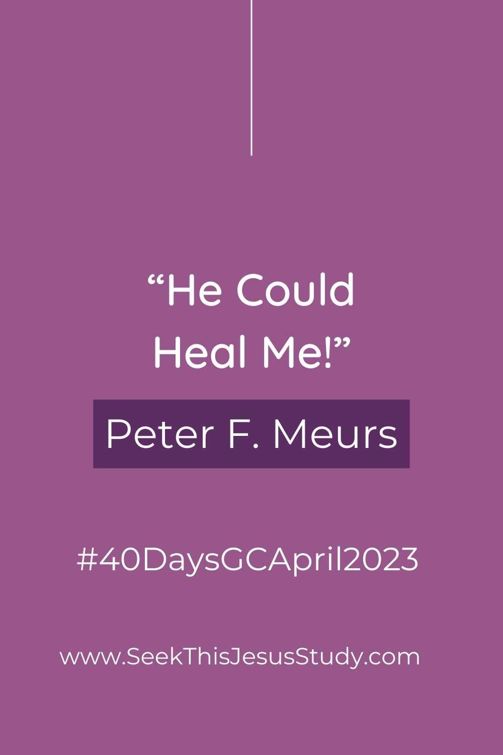 “He Could Heal Me!” by Peter F. Meurs - Seek This Jesus Study