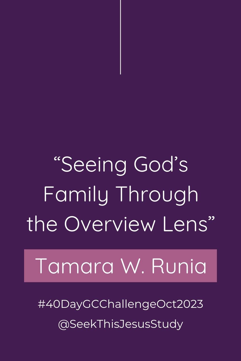 “Seeing God’s Family Through the Overview Lens” by Tamara W. Runia ...