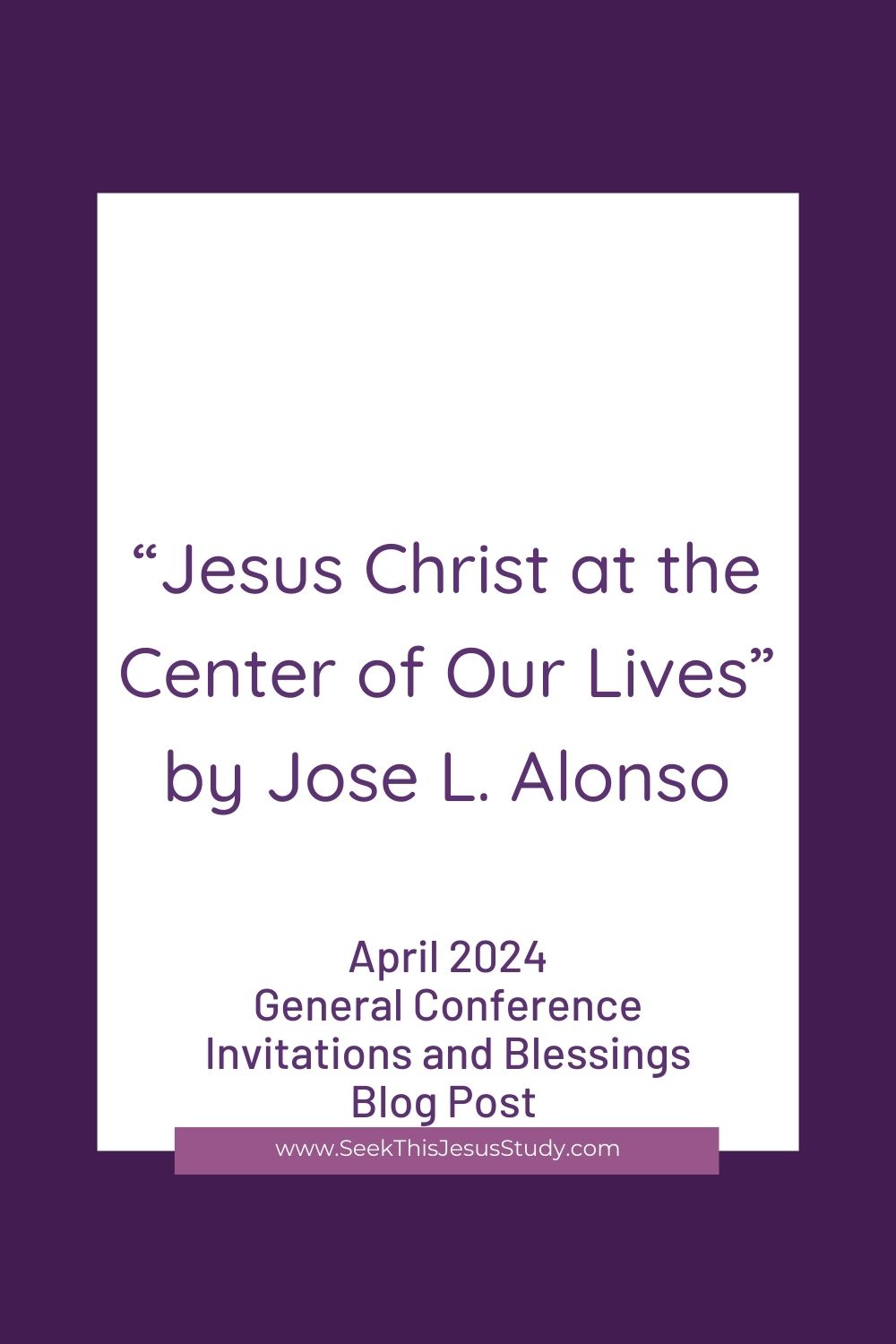 “Jesus Christ at the Center of Our Lives” by Jose L. Alonso - Seek This ...
