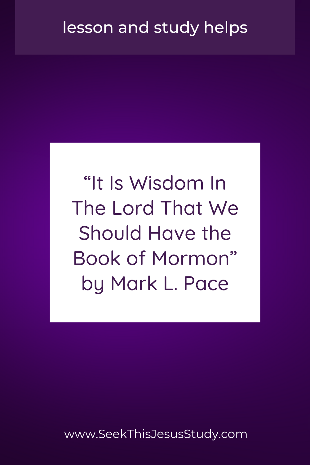 “It Is Wisdom In The Lord That We Should Have the Book of Mormon” by ...