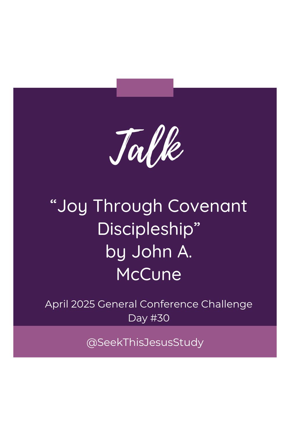“Joy Through Covenant Discipleship” by John A. McCune - Seek This Jesus ...